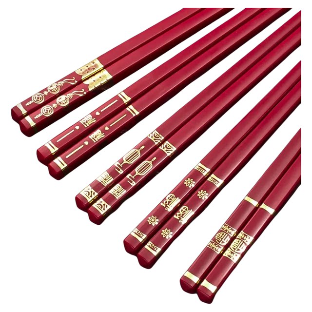 Antibacterial red alloy chopsticks high-end grade anti-mold and anti ...