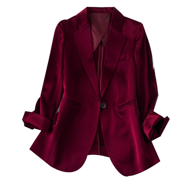 Pure beauty Bordeaux burgundy imported triacetic acid suit spring new ...