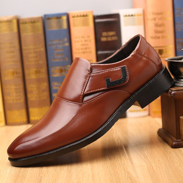 Business formal wear without lace buckle work men's leather shoes dad ...