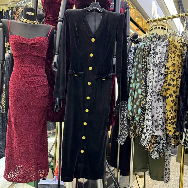 Luo high -quality black velvet tights and thin hip long skirts female B ...