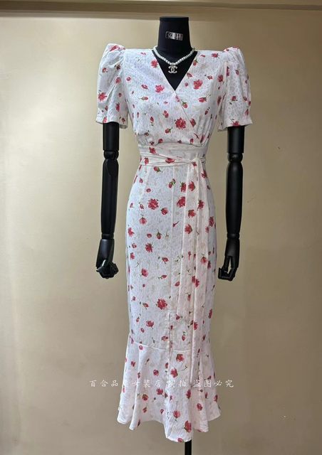 Luo Advanced Sensing Bubble Sleeve Flower Dress Female 2024 New ...