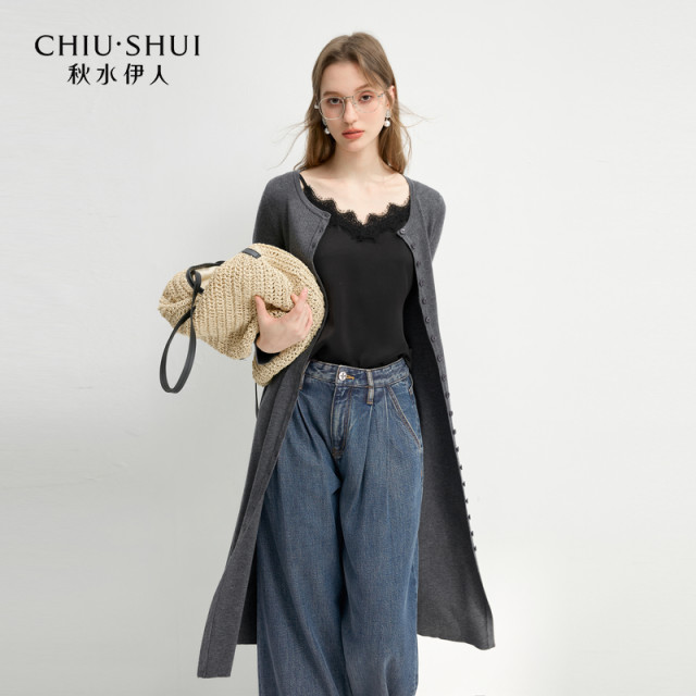 Qiushui Yiren round neck beautiful unique dress 2025 autumn clothes new ...