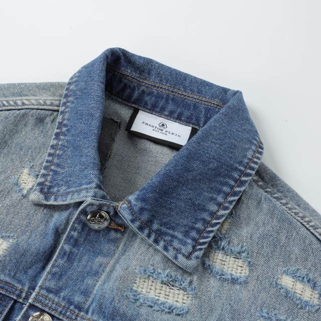 Philip men's casual denim coat lapel short jacket classic PP genuine ...