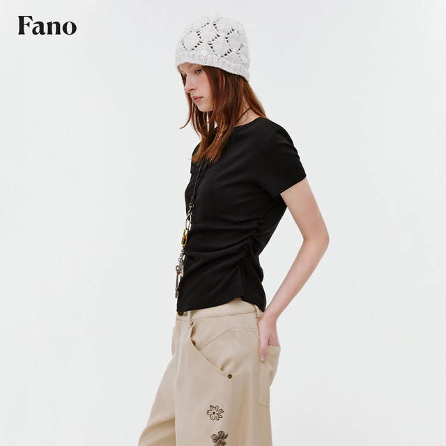 Fan Luo Fano simple and high-end slimming on both sides pleated V-neck ...