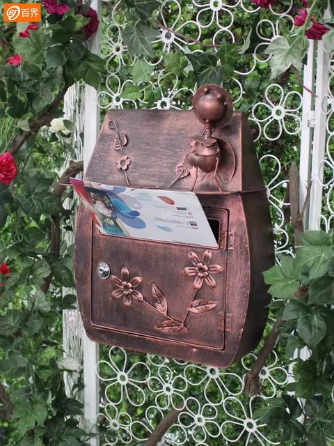 European retro villa mailbox pastoral creative wall-mounted mailbox ...