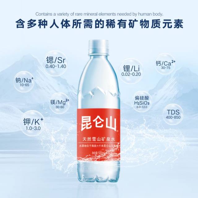 Kunlun Mountain Snow Mountain Mineral Water 500ml*20 bottles of natural ...