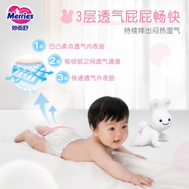 Officially imported Kao Miaoershu diaper M64*2 ultra-thin, breathable, dry and close-fitting ...