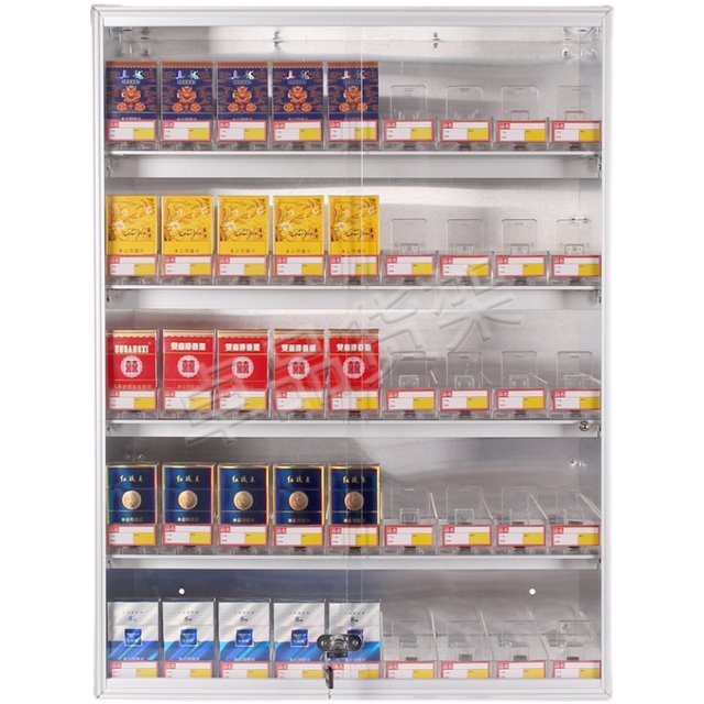 Convenience store cigarette rack with door, wall-mounted supermarket ...