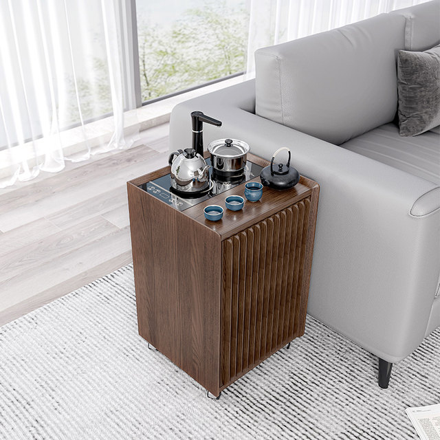 Nordic full solid wood tea cabinet kettle integrated tea storage ...