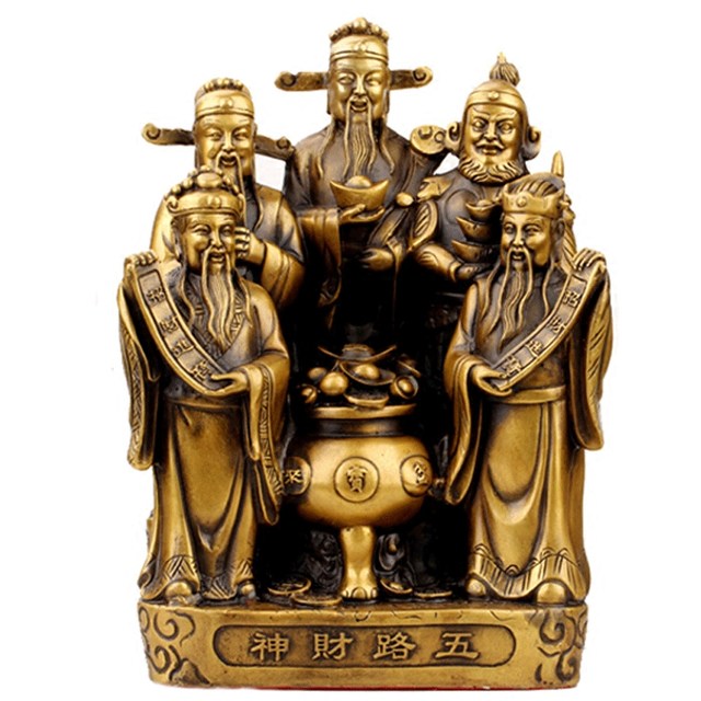 God of Wealth large copper God of Wealth Buddha statue brass five-way ...