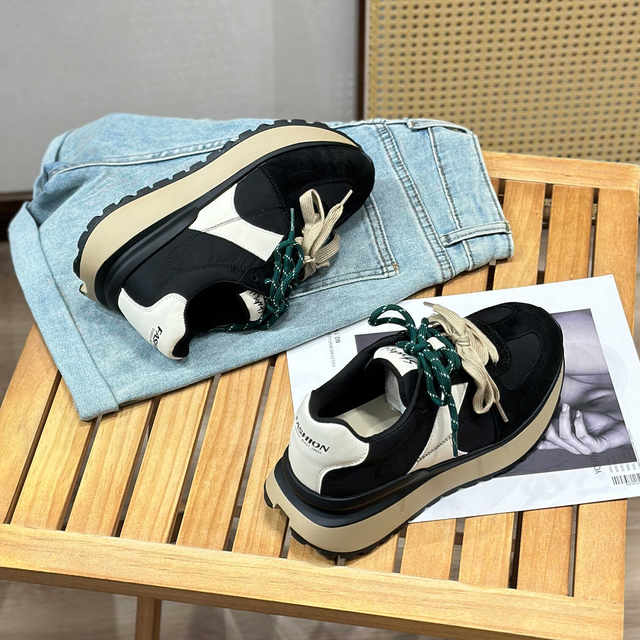 Thick bottom leather lace -up Agan shoes female 2024 autumn new model ...