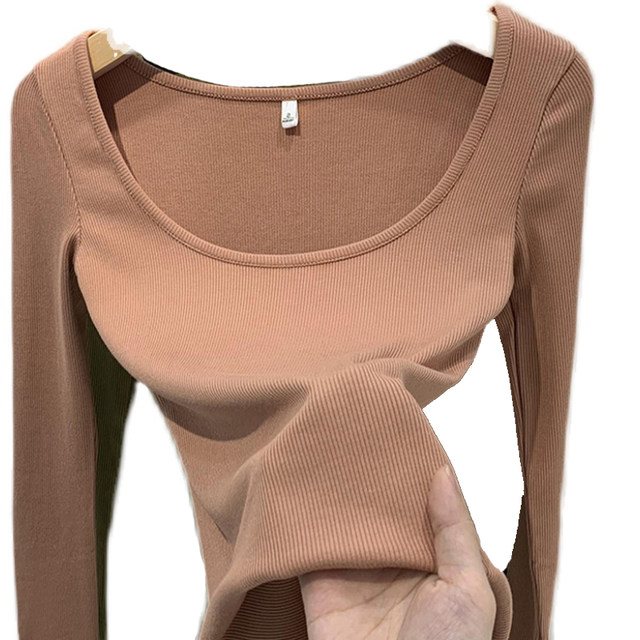 Step Temperature Long -sleeved Pure Color T -shirt Female Early Autumn ...