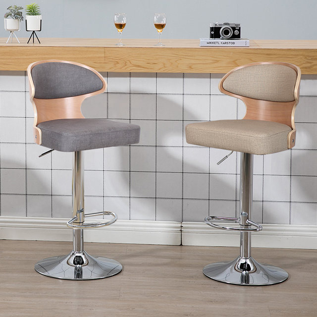 Light luxury bar chair bar stool home solid wood lift chair comfortable ...