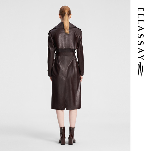 ELLASSAY New Sheep Leather High-Rank Burgundy Mid-Length Leather ...