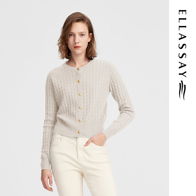 ELLASSAY Autumn and Winter New Wool Cashmere Maillard Blue Sweater Knit ...