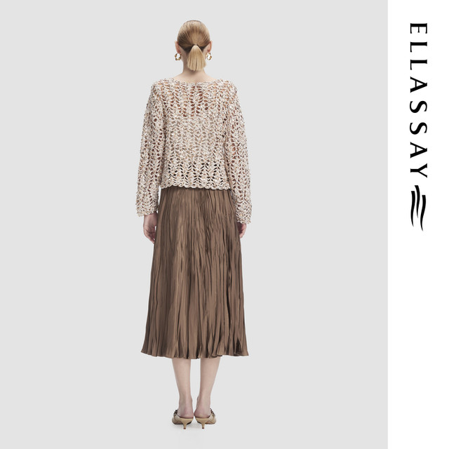 ELLASSAY 25 Spring and Summer New Cotton Hollow Beads Two-Piece Sweater ...