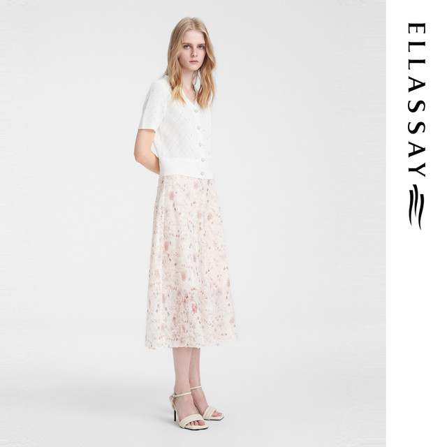 ELLASSAY autumn and winter new cotton-feel pearl button wool sweater ...