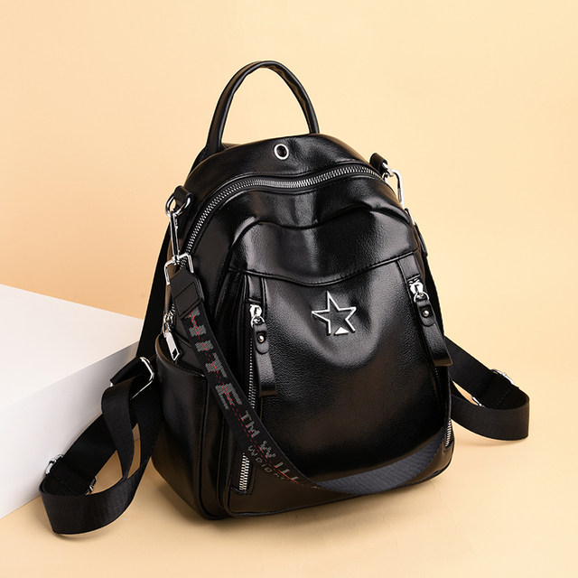 2025 new fashion genuine leather women's backpack multi-functional ...