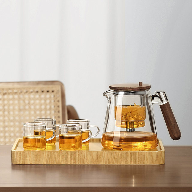 The elegant cup bubble teapot one -click filtering the walnut glass ...