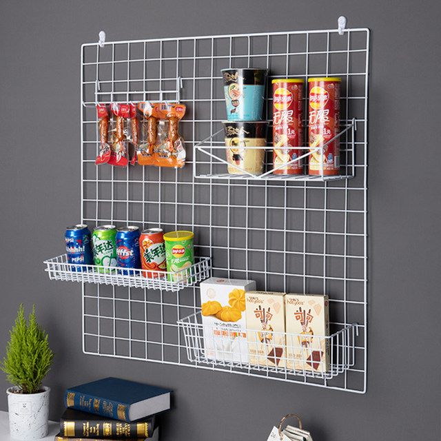 Mesh grid display rack Iron net supermarket storage rack White mesh ...