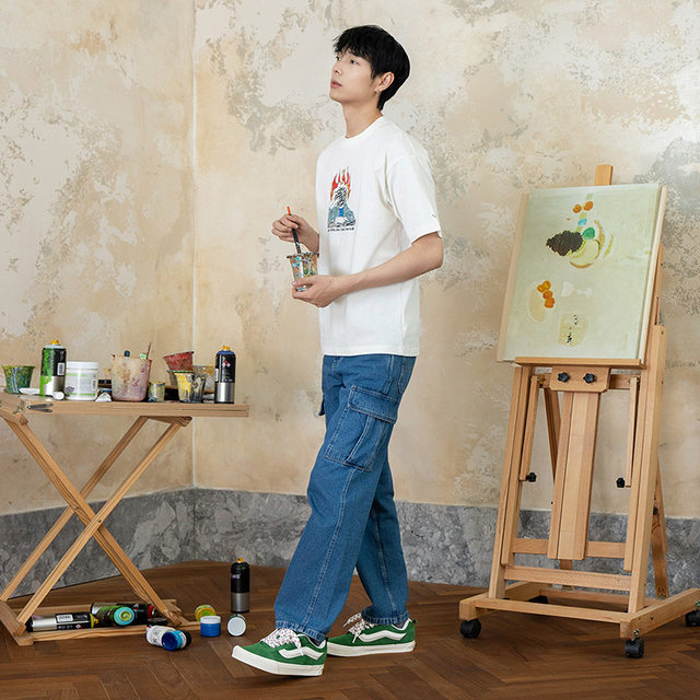 Vans official Knu Skool matcha green printed shoelaces bread shoes men ...