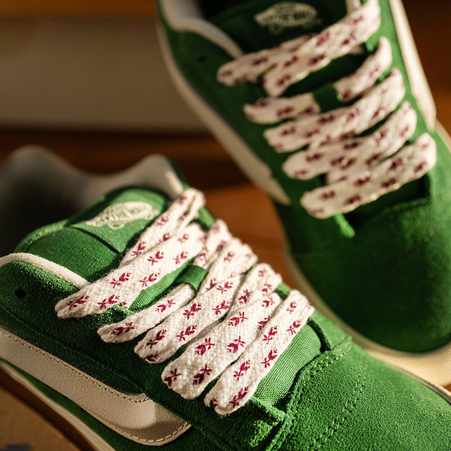 Vans official Knu Skool matcha green printed shoelaces bread shoes men ...