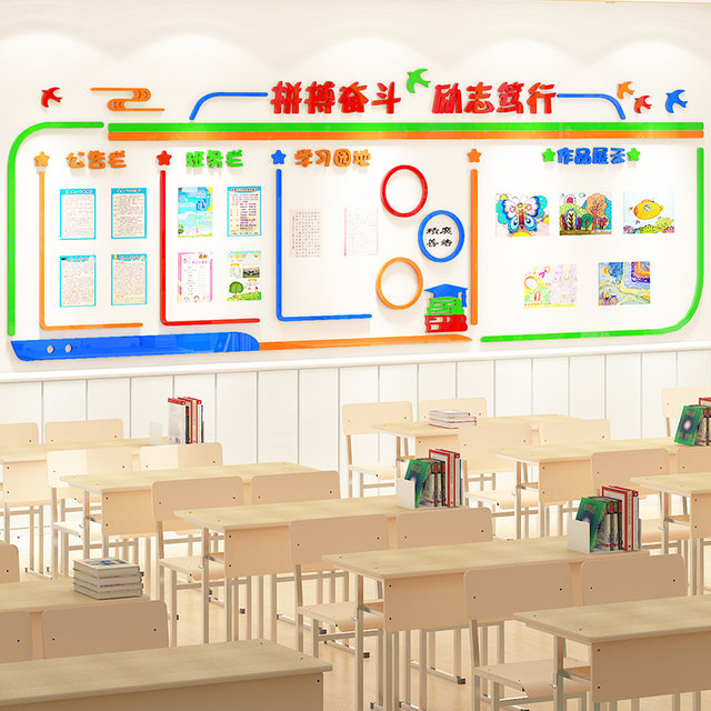 Primary school class cultural wall stickers 3D three-dimensional ...