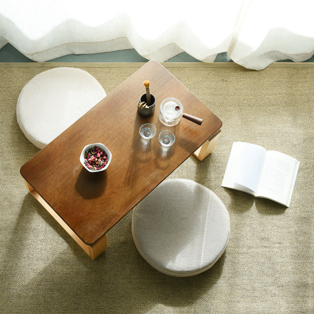 Bay window table small coffee table solid wood tatami table and chair ...