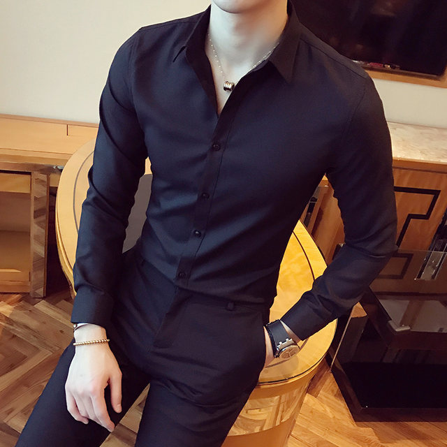 160 small size men's short, XS code S slim -fitting long -sleeved shirt ...