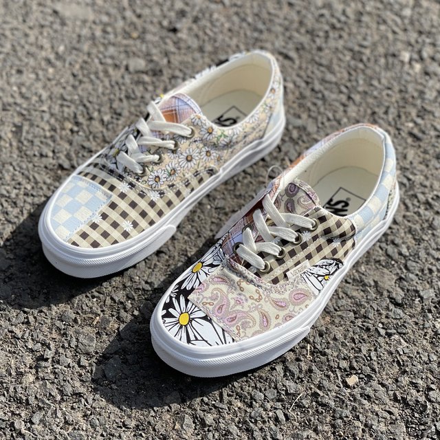 VANS low-top ERA asymmetric checkerboard pattern mandarin duck small ...