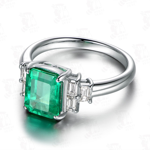 Milai Jewelry Natural Emerald Ring Female 18K Gold Inlays Embedded ...