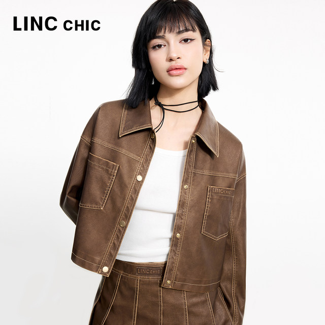LINC Jin Yujie Leather Jacket Women's 2025 New Egg Leather Loose Short ...
