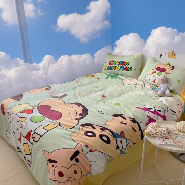Crayon Shin-shiba bed four-piece set pure cotton full cotton sheet ...
