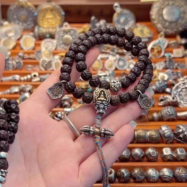 Tibetan style 925 sterling silver vajra cultural relics back cloud side ...