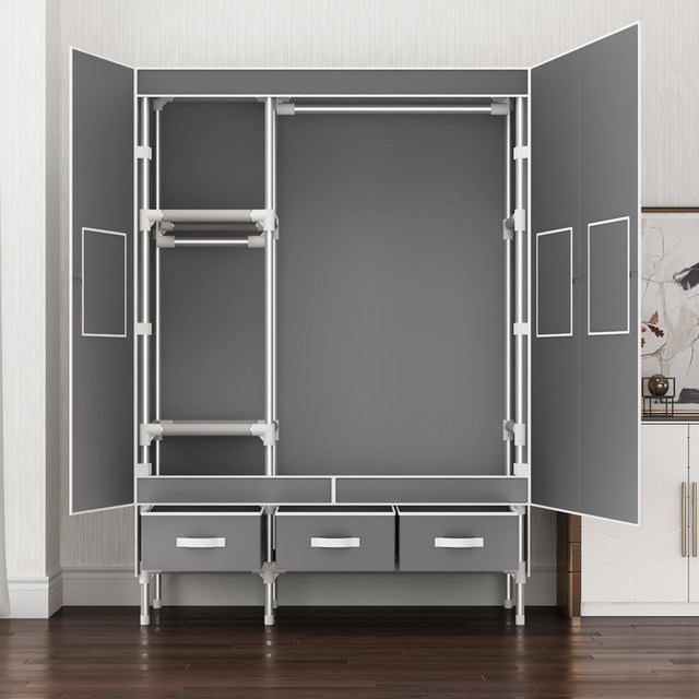 Simple cloth wardrobe steel pipes bold and reinforced wardrobe House ...