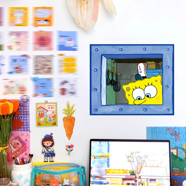 SpongeBob Window Waterproof Sticker Bigbao Oil Painting Decoration ...