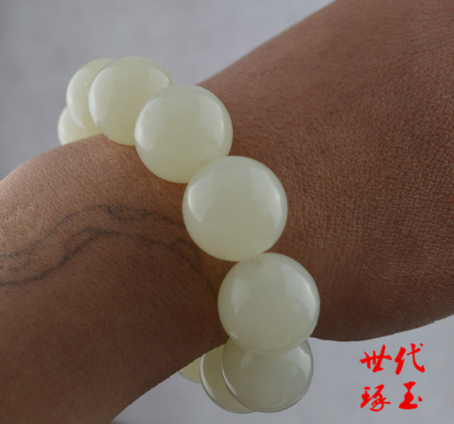 Xinjiang jade 18mm Hetian jade seed material jade bracelet mutton fat ...