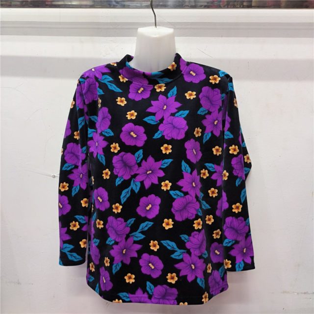 Grandma Bulls Warm T -shirt Together, Elderly Half -neckment Winter ...