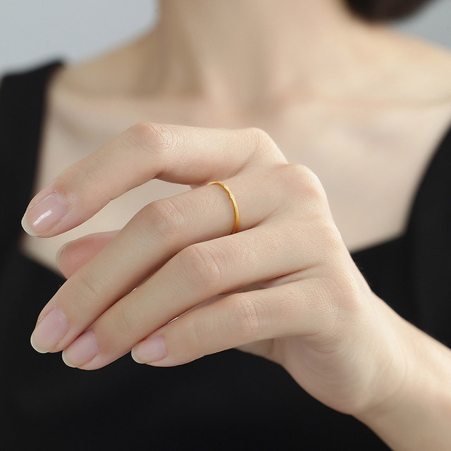 Ming brand jewelry 5G gold simple ring pure gold slim butterfly end ring simple glossy women's ...