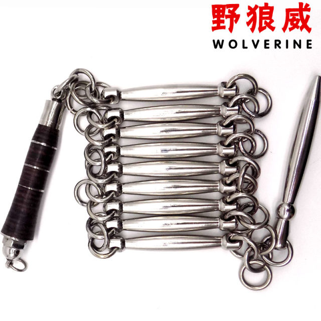 Pure stainless steel cowhide handle nine-section whip and thirteen ...