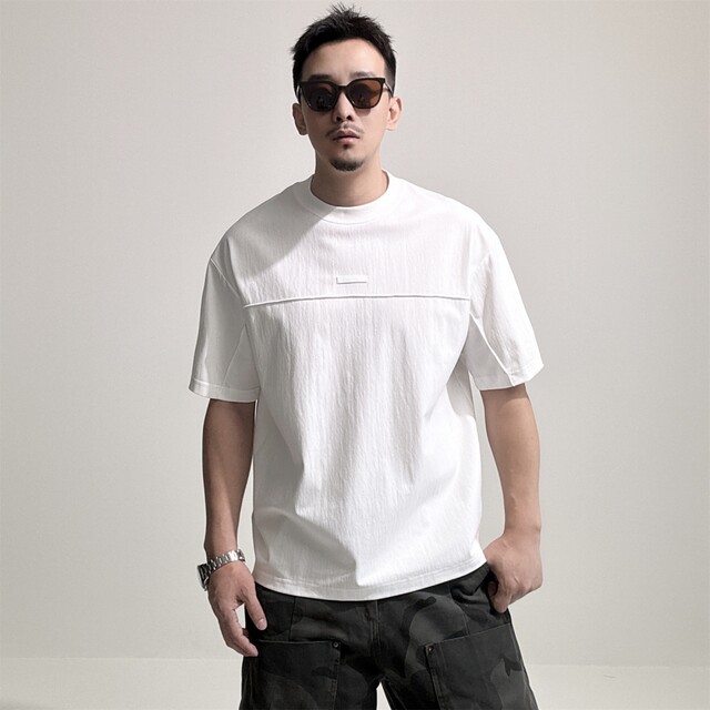 JIDERE Japanese simple segmented design short-sleeved T-shirt for men ...