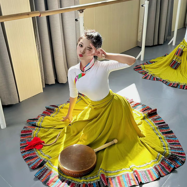 New Tibetan dance costume practice skirt performance costume women's opening dance square dance ...