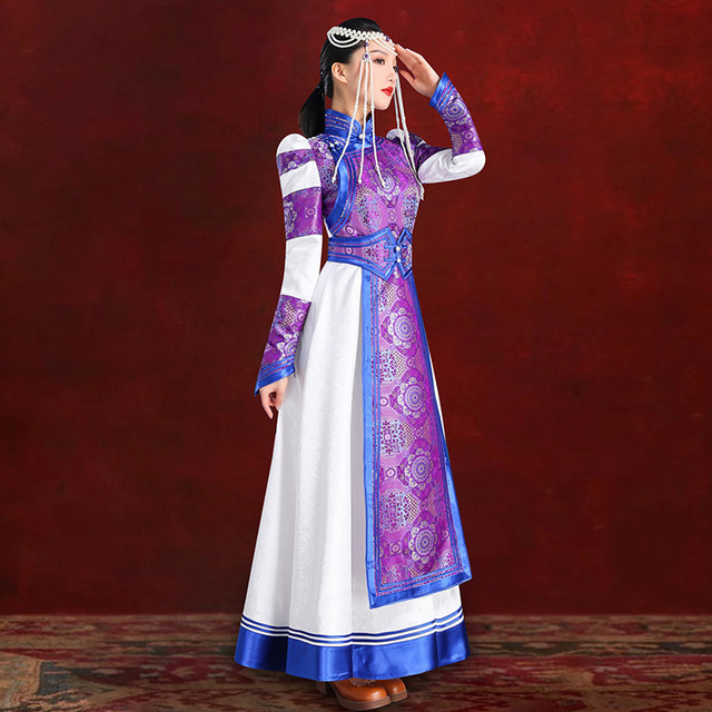 Women's Mongolian robe purple dress Inner Mongolia ethnic minority ...