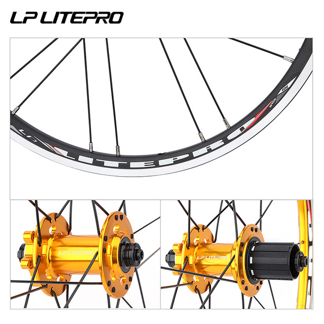 LP litepro folding wheel set 406/451 disc brake hub small wheel road ...