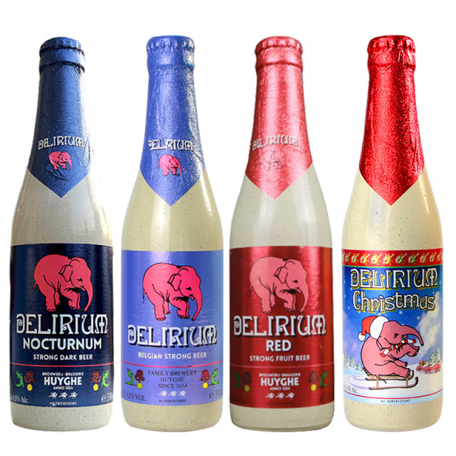 Belgian imported craft beer Pink Elephant Strong Ale Dark and Light ...