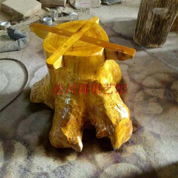 Natural root carved stool solid wood tree stump log tree stump wood ...