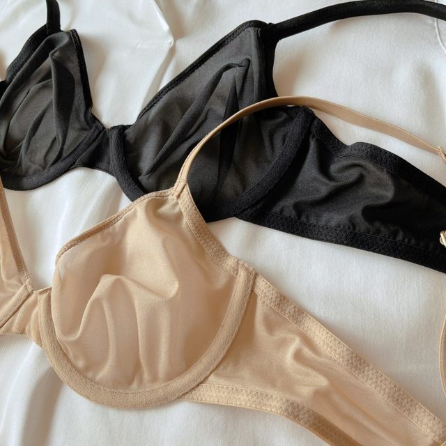 French lingerie women's ultra-thin transparent sexy pure bra thin steel ring no sponge cross ...