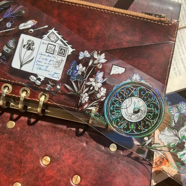 Yekui-Iris black and white retro stamp Hua Hua Gu card pocket pet tape