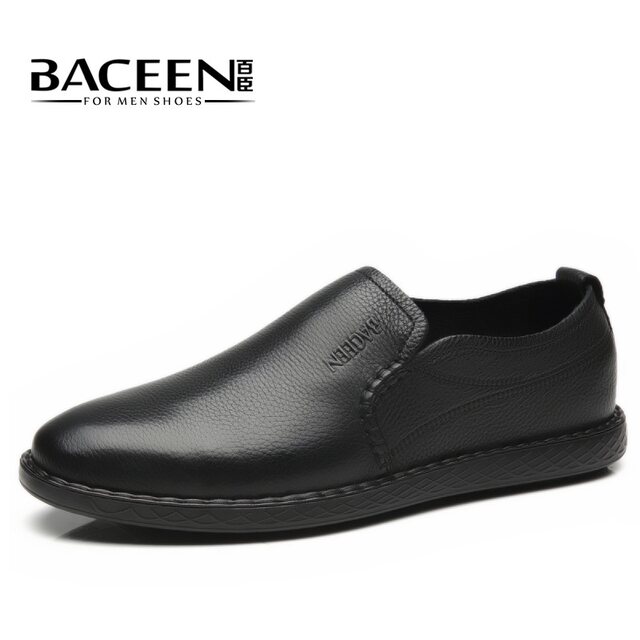 Baichen Autumn Men's Business Casual Leather Shoes Leather Skin Set Lazy Shoes Dad Shoes Driving ...