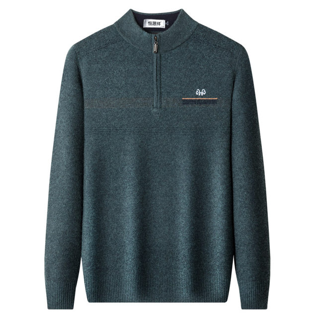 Hengyuanxiang worsted wool sweater men's 100% pure wool thickened ...